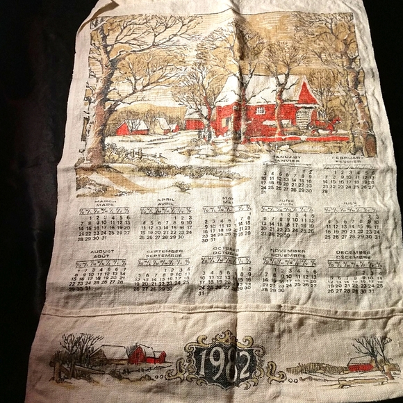 Vintage 1982 Calendar Towel | Kitchen | Vintage 982 Linen Calendar ...